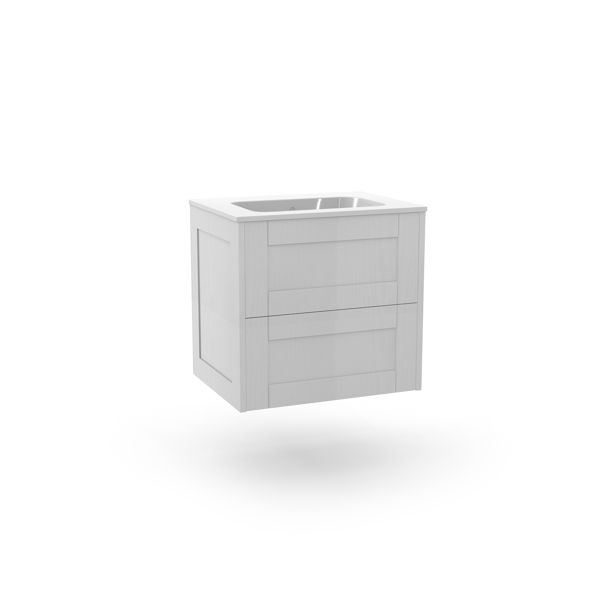 600 Vanity Unit Wall Hung Two Drawer Deep